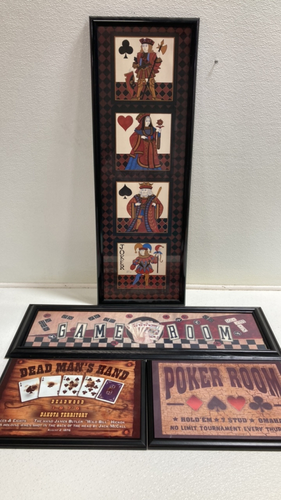 (4) Card Game Room Wall Art