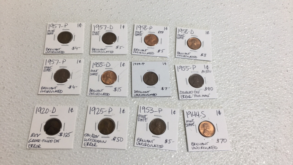 (12) 1920-1958 Various Mint Mark Wheat Pennies Including A 1955-P ...