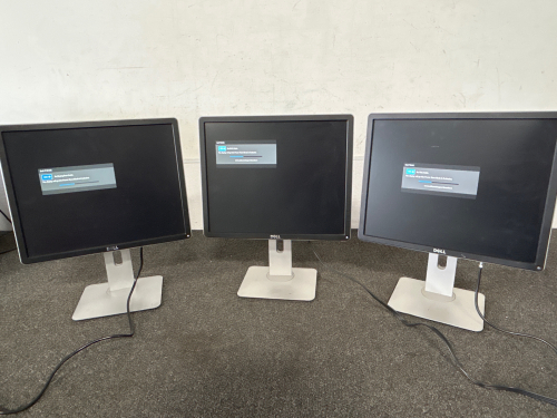3 WORKING DELL COMPUTER MONITORS!! ADJUSTABLE HEIGHT AND PIVOTING BASE!!