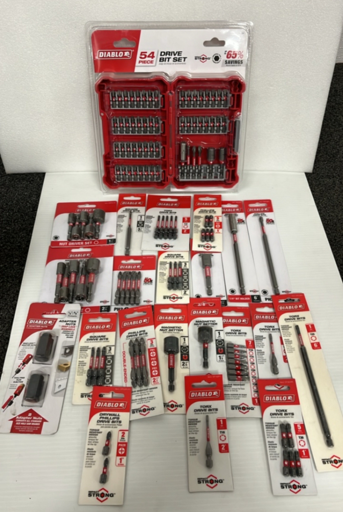 DIABLO 54 DRIVER BIT SET, MAGNETIC NUT DRIVER ASSORTED SET, SQUARE BITS ...