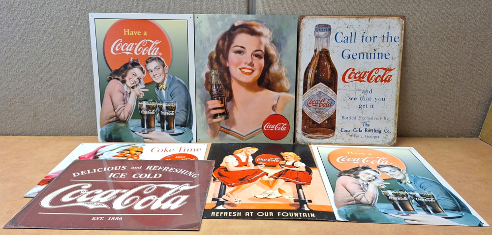 (7) COLLECTIBLE COCA-COLA METAL WALL SIGNS