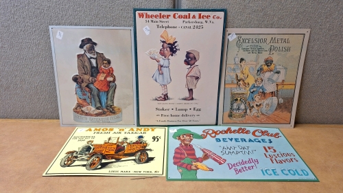 (5) VINTAGE COLLECTIBLE METAL WALL SIGNS