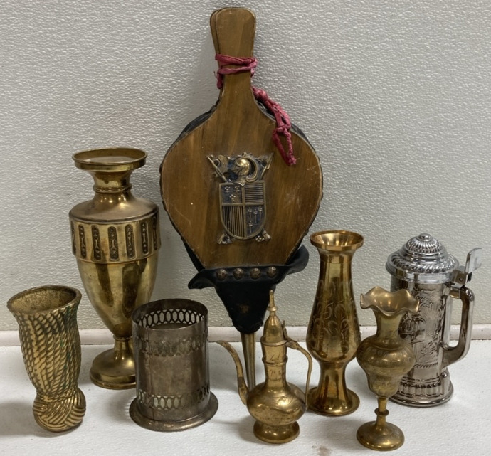 Vintage Bellow, (7) Assorted Brass and Metal Decor