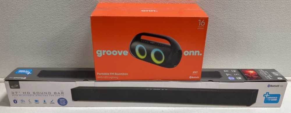 iLive 37” HD Bluetooth Sound Bar, Groove ONN. Portable FM Boombox