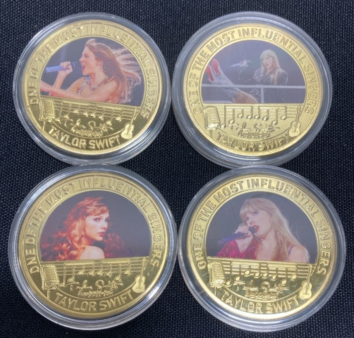 (4) Taylor Swift Gold Plated Collectible Coins