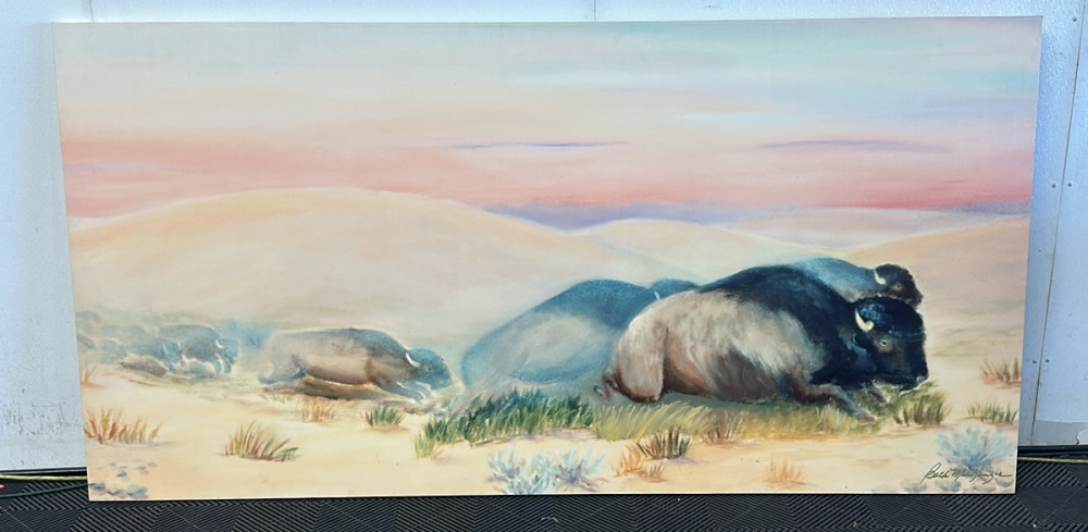 48’’ x 94 1/4’’ Beth Mackenzie Buffalo Scene Canvas Mural