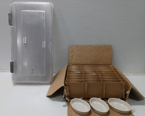 (8) Plastic Lids W/Hinges (27) Oval Serving Dishes