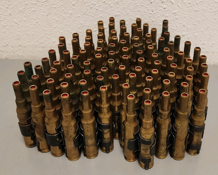 (100) Rounds Of .30 Black Rounds On Ammo Belt