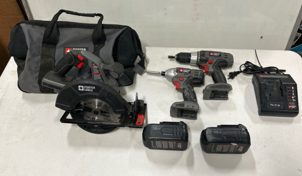 Porter Cable Power 18 Volt Power Tool Combo Kit Includes Circular Saw ...