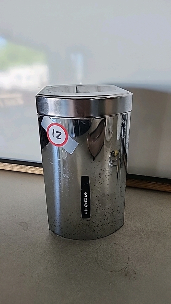 (1) Vintage Metal Sugar Storage Container (2) Federal Red Rose Milk ...