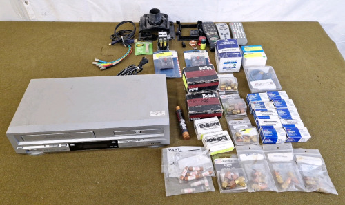 (1) Sansui VHS/DVD Player Combo, Assorted Bullet Fuses & More