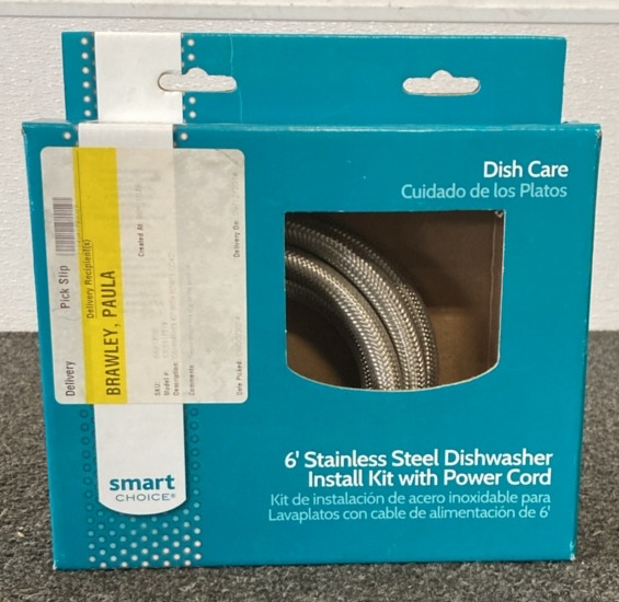 6’ Stainless Steel Dishwasher Install Kit w/ Power Cord