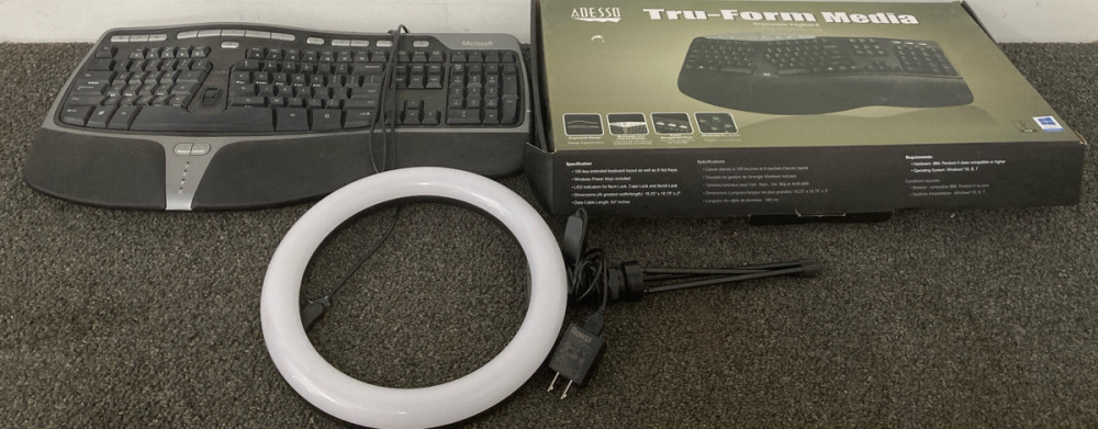 Microsoft Keyboard, Tru-Form Media Keyboard, & Ring Light