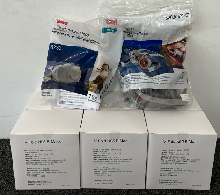 (6) Boxes of V Fold Masks, Particulate Respirator Mask, & Half Facepiece