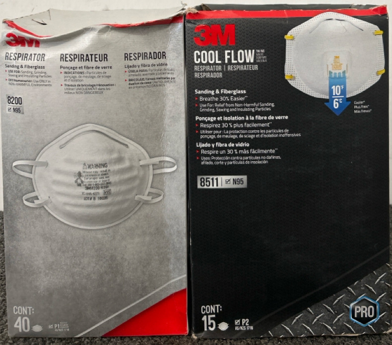 (6) Boxes of V Fold Masks, (2) Boxes of Respirator Masks, & (1) Box of ...