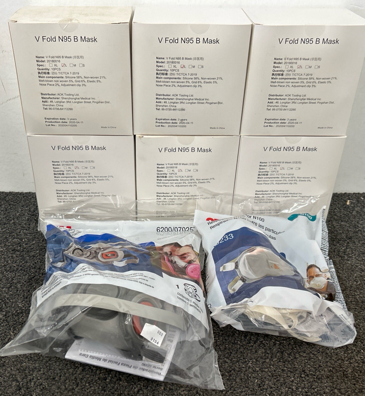 (6) Boxes of V Fold Masks, Particulate Respirator Mask, & Half Facepiece