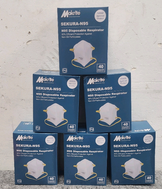 (6) Boxes Of N95 Disposable Respirator Masks, Sekura-N95 By Makrite, 40 ...