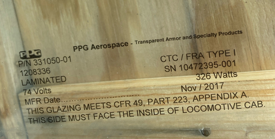 (4)PPG Aerospace Locomotive Windshields