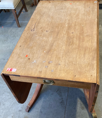 Foldable Table with (4) Maroon Fabric Dining Chairs