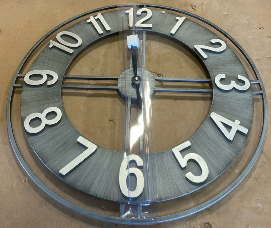 (5) Grey Wall Mounted Analog Clocks
