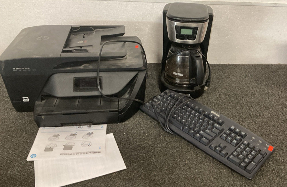 HP OfficehJet 6958 Printer (Tested Does Turn On), Black & Decker Coffee ...