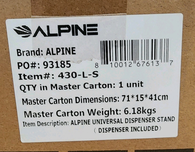 (3) Alpine Universal Dispenser Stands W/Dispenser