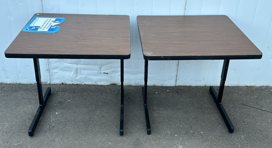 (2) Wooden Square Desks