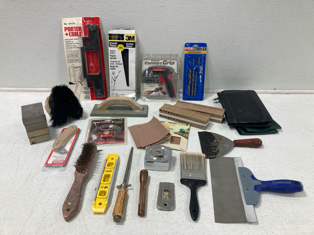 Box of Assorted Paint Items, And Tools