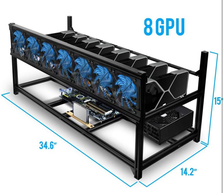 Kingwin 8 GPU Miner Rig Case Frame (r7)