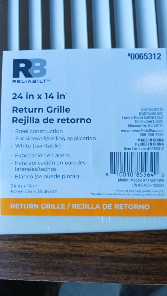 2)24x14 Return Grille Register White