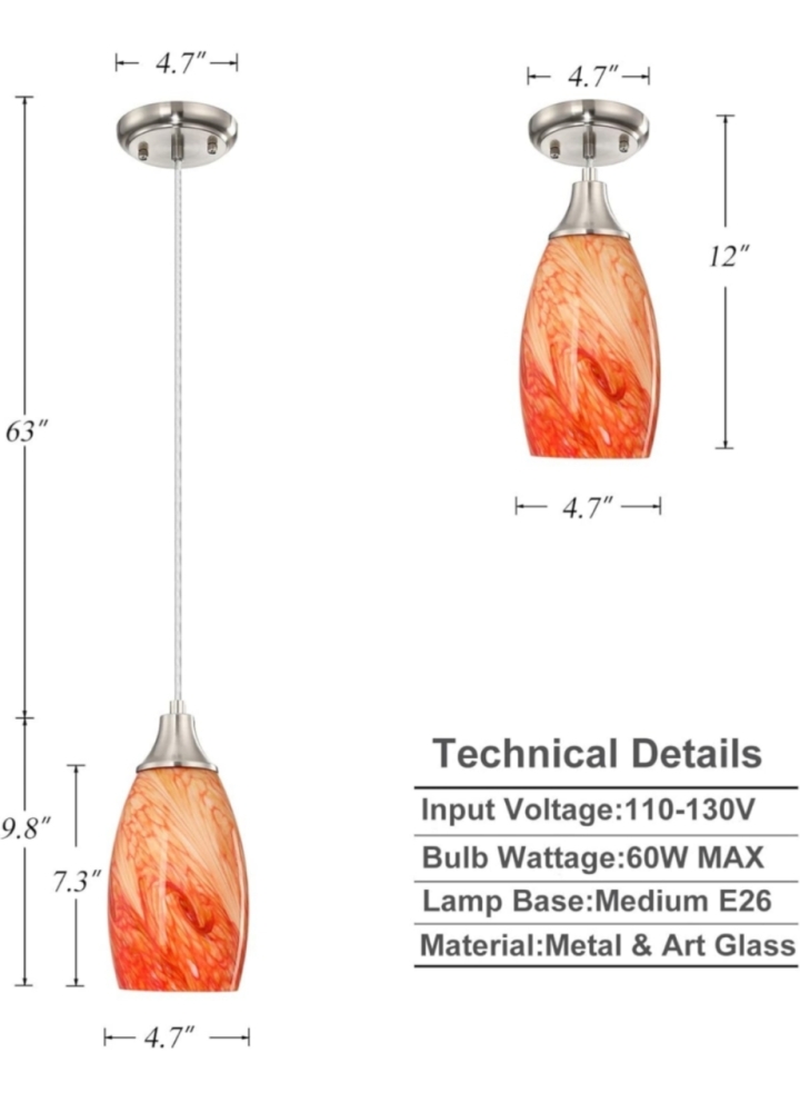 Rain Lighting Red Glass Hanging Pendant Light Fixture 4.65 and Whole ...