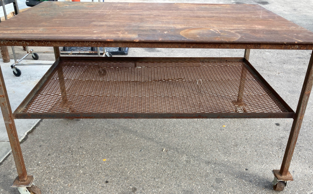 Large Rolling Metal Table