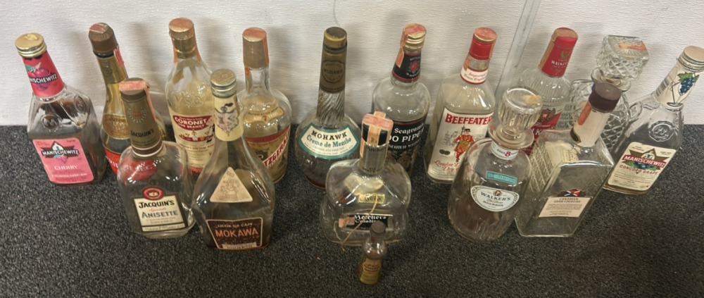 Vintage Glass Alcohol Bottles