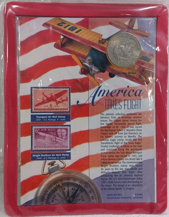 (1) America Takes Flight Collectible Set - Eisenhower Dollar & Air Mail ...