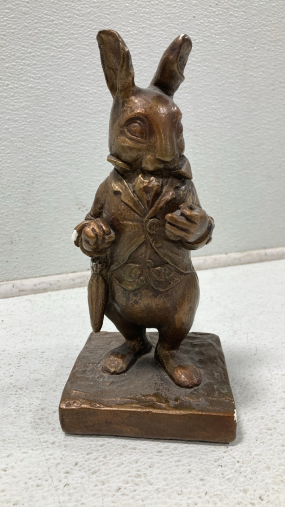 (2) Vintage Bronze Colored Rabbit Bookends, (1) Vintage Bronze Rabbit ...