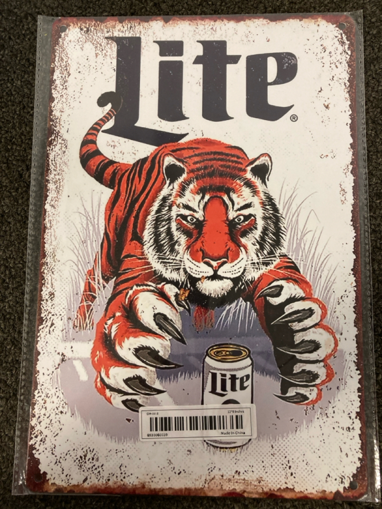 Miller Lite Tiger Metal Sign