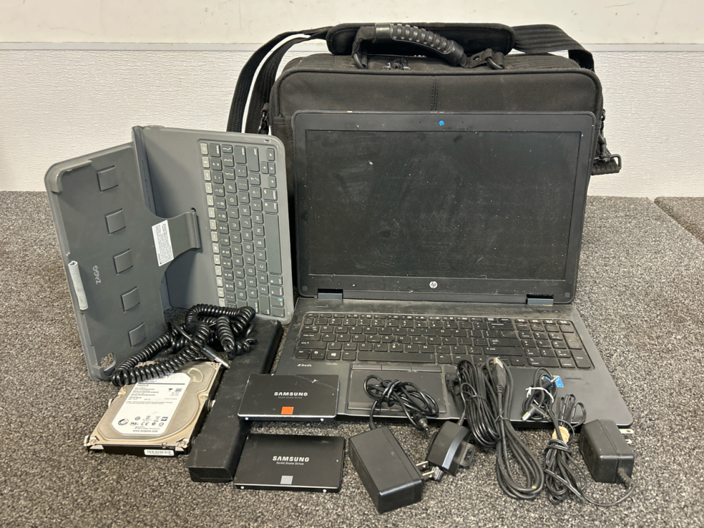 Hp Laptop, Bag, Cables, and More