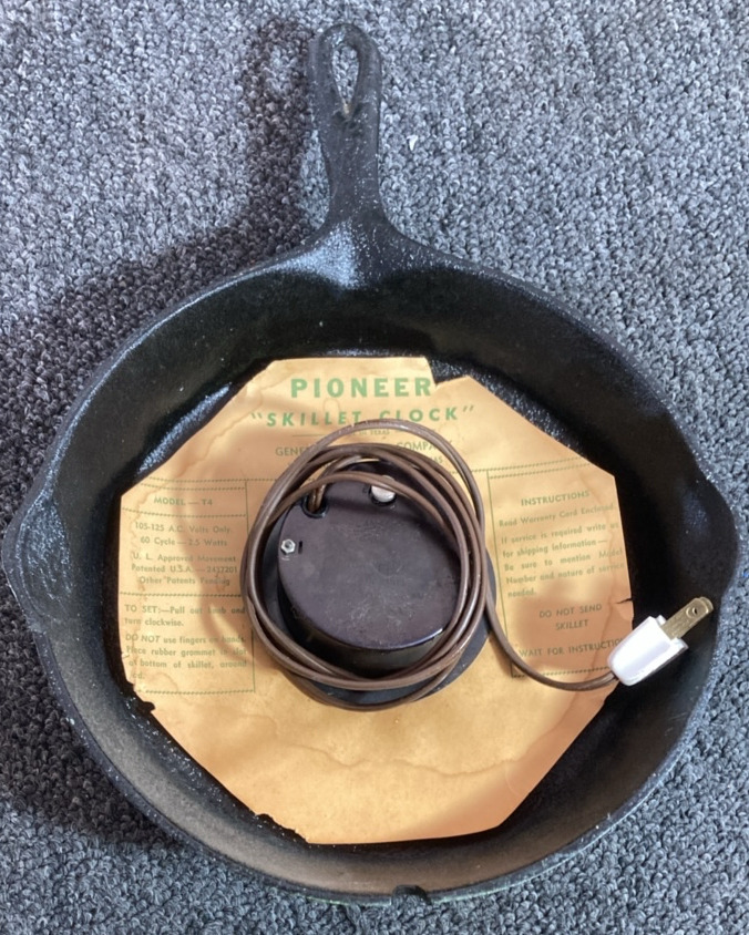 Vintage Cast Iron Skillet Clock & Iron Clock & More