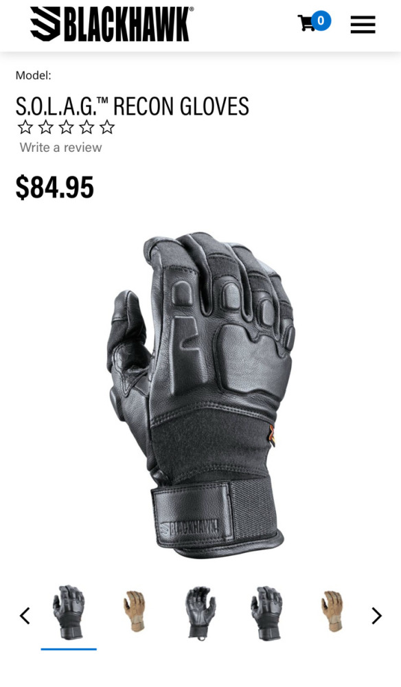 New - Blackhawk S.O.L.A.G. Recon Dual-Protection Operator Gloves - Size ...