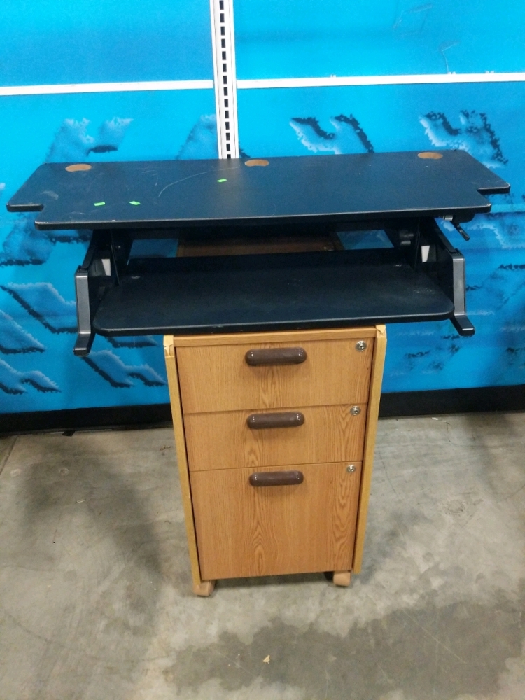 Small File Cabinet 30x16x24 and Standing Desk Attachment