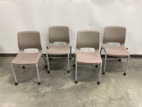 (4) Plastic Rolling Chairs