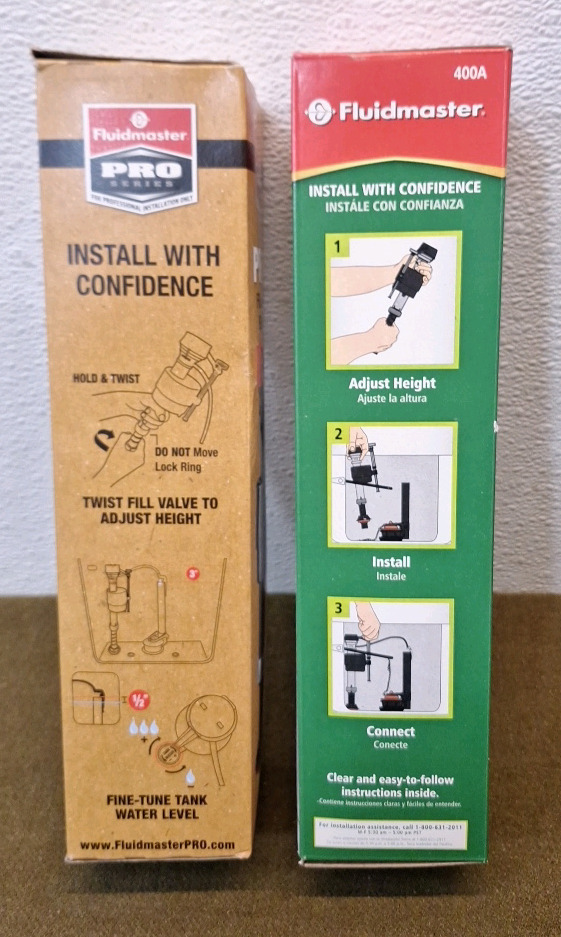 (1) Fluidmaster PRO45B Fill Valve W/ Brass Shank & Adjustable Ballcock ...
