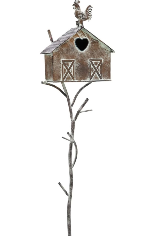 Rustic Farmhouse Birdhouse 55 and 6'x10' Area Rug Grey Shag Diamond and ...