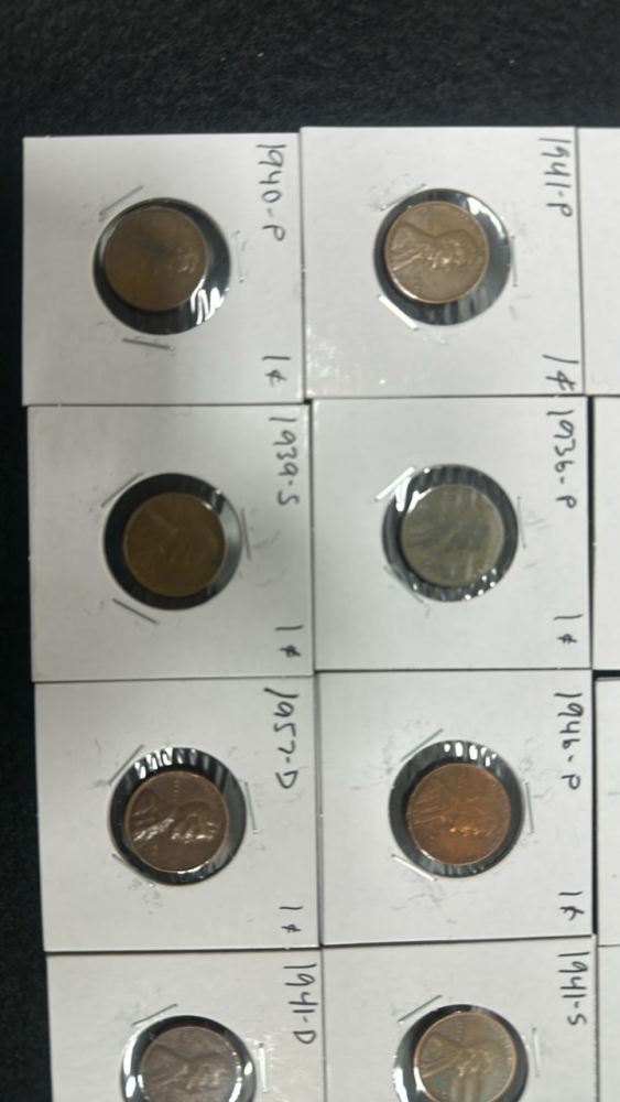 (30) Large Assortment of Various Graded Pennies - 1934-1958 (More Info ...