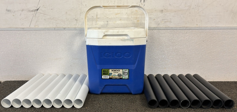 Igloo Cooler & (16) 15” PVC Pipes