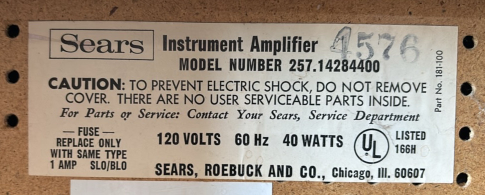 Vintage Sears 60 BXL Bass Amplifier