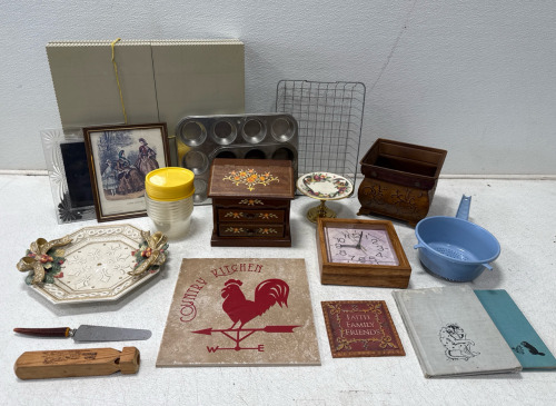 Assorted Home Goods, Kitchenware, Picture Frames, Vintage Books And More
