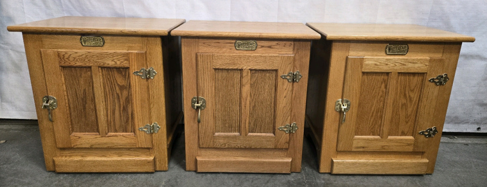 (3) White Clad Reproduction Ice Boxes 24 x20 x16