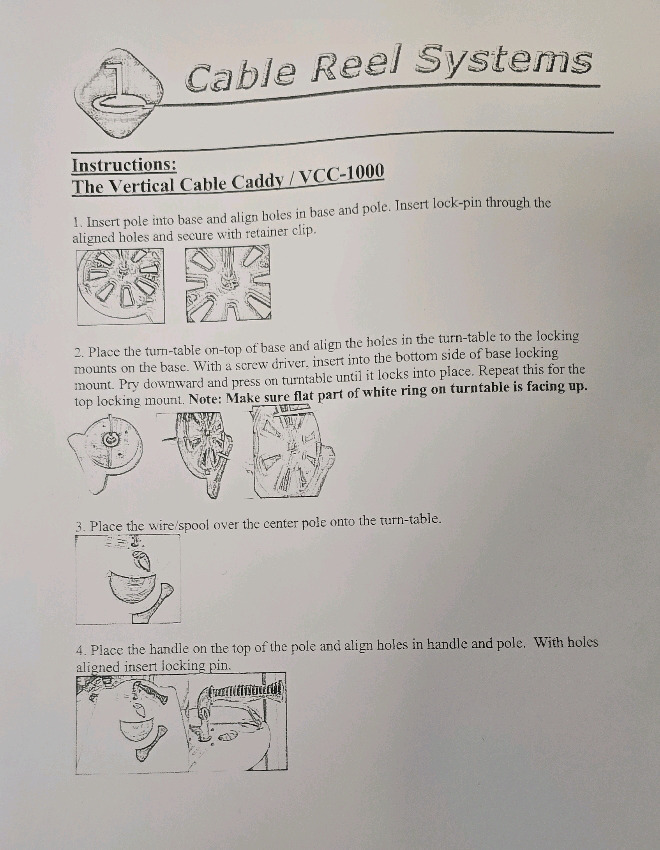 Cable Reel Systems Vertical Cable Caddy VCC-1000- New In Box