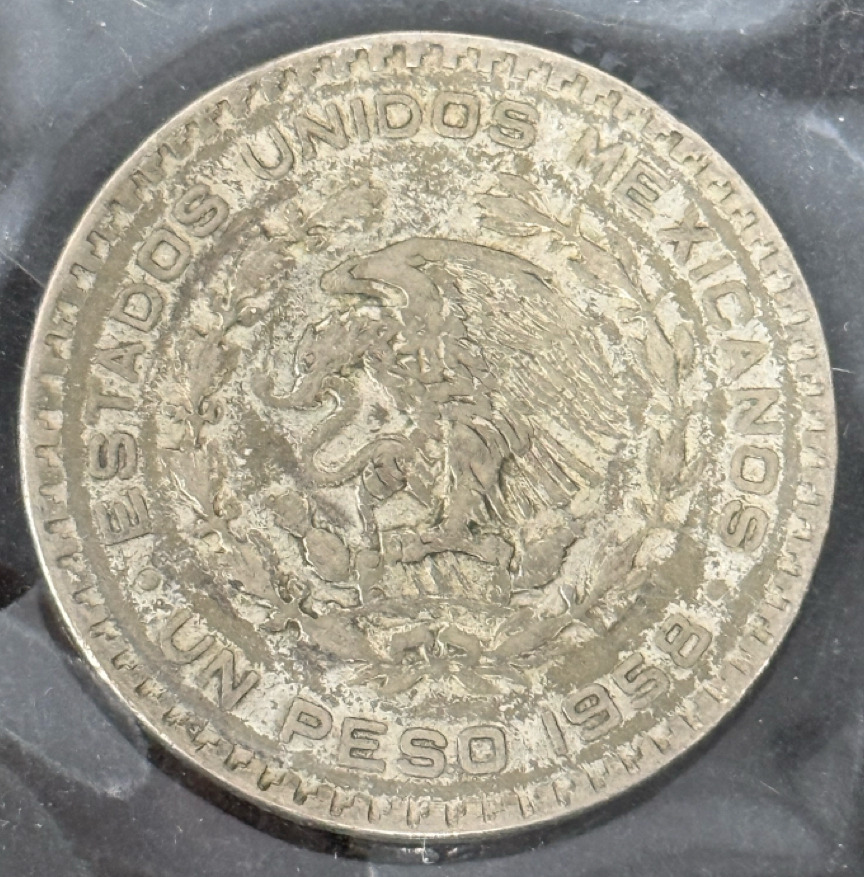 (1) Old Mexican Silver Dollar Minted From Silver